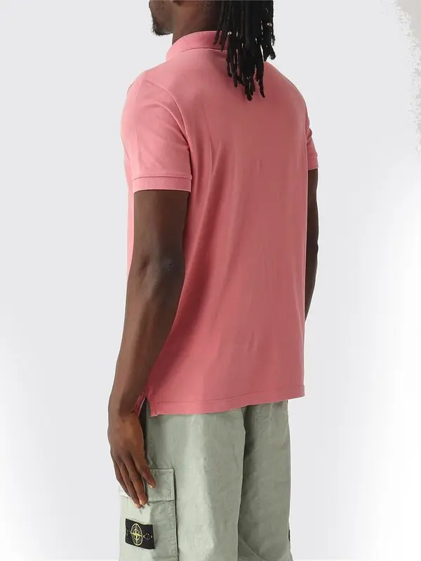 Stone Island Piqué Cotton Polo Shirt With Compass Logo Patch - Pink