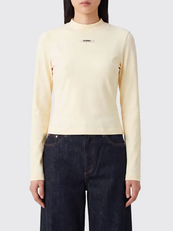 Jacquemus Slim Fit Long-sleeved T-shirt With Contrast Logo - Beige