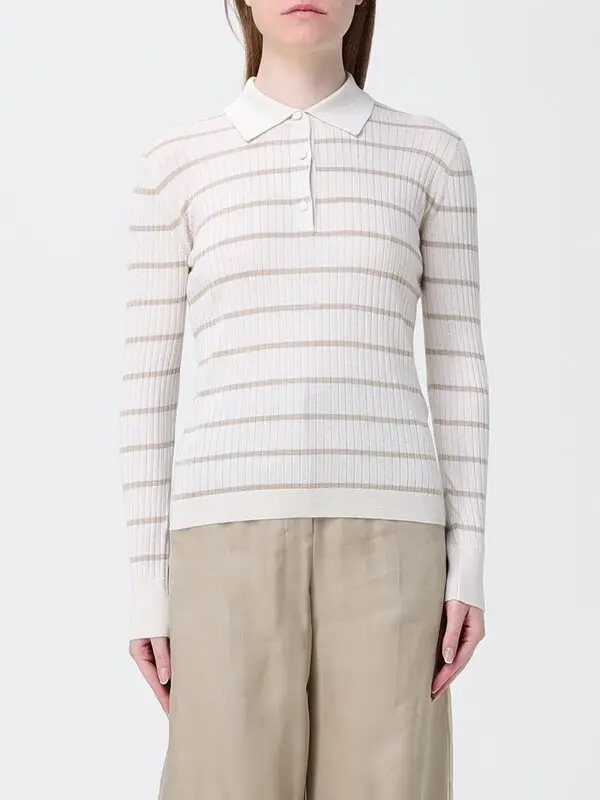 Max Mara Ribbed Striped Polo Shirt - Beige