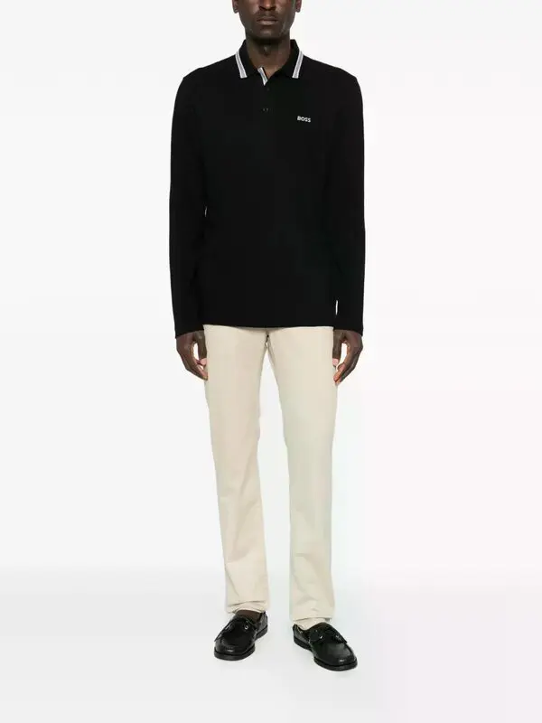 BOSS Long-sleeved Cotton Piqué Polo Shirt