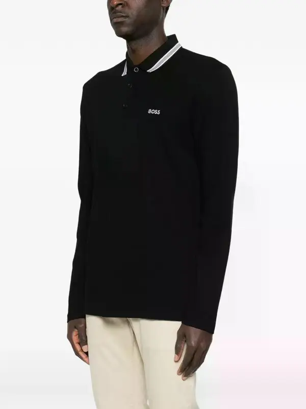 BOSS Long-sleeved Cotton Piqué Polo Shirt