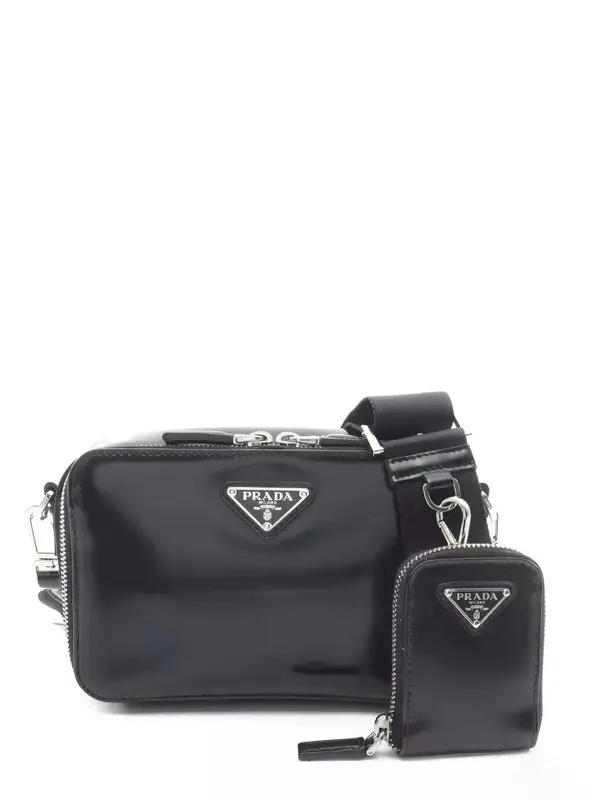 Prada Brick Patent Leather Cross Body Bag - Black