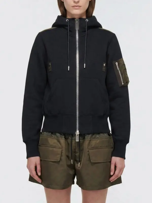 Sacai Zip-up Hooded Sweatshirt - Navy