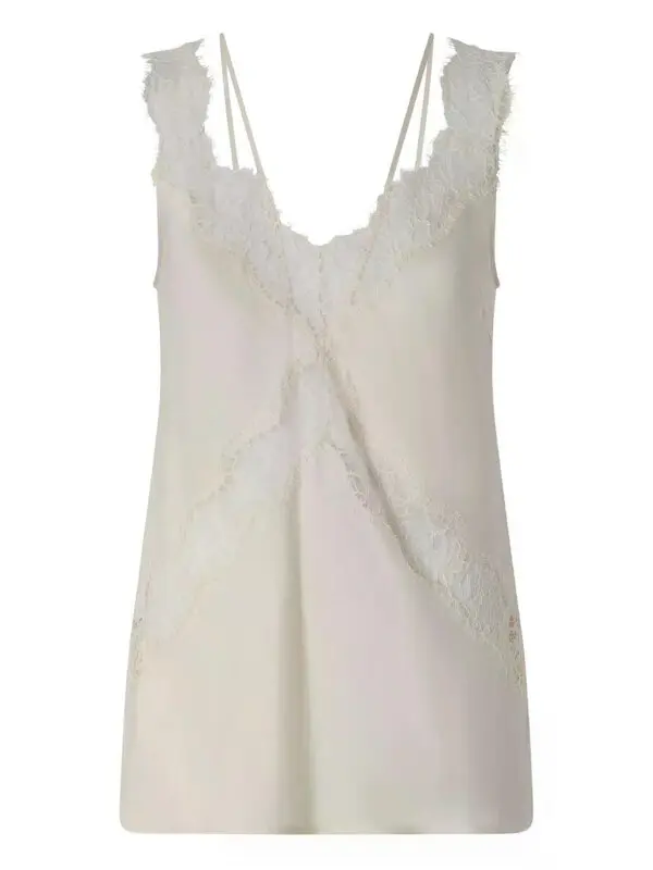 Pinko Lace-detail V-neck Blouse - Neutrals