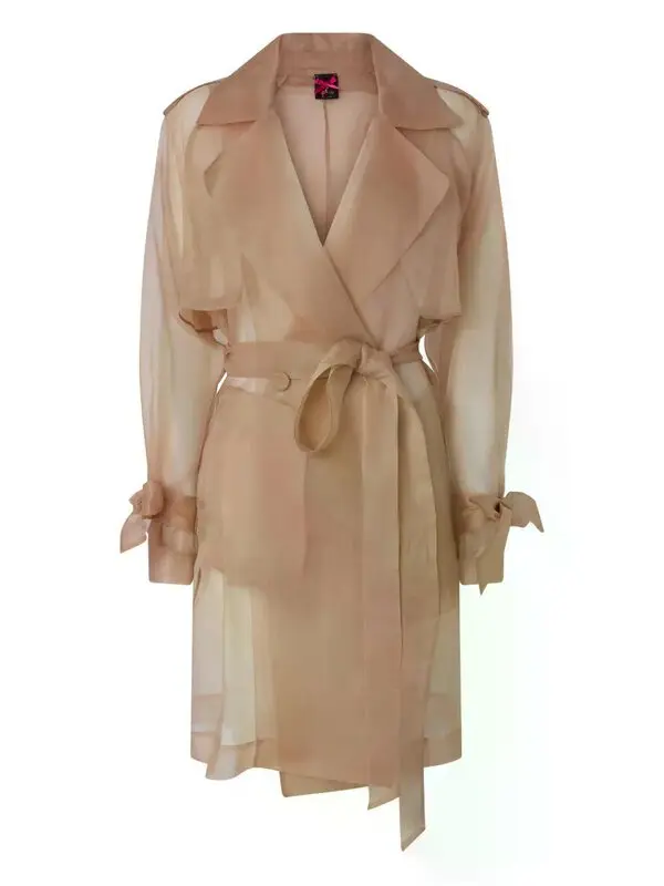 Pinko Belted Silk Coat - Neutrals