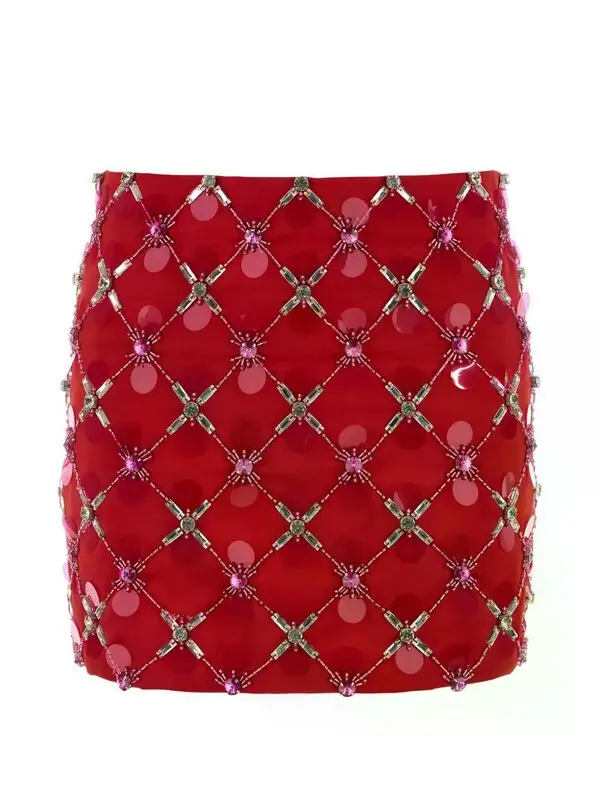 DES_PHEMMES Beaded Mini Skirt - Red