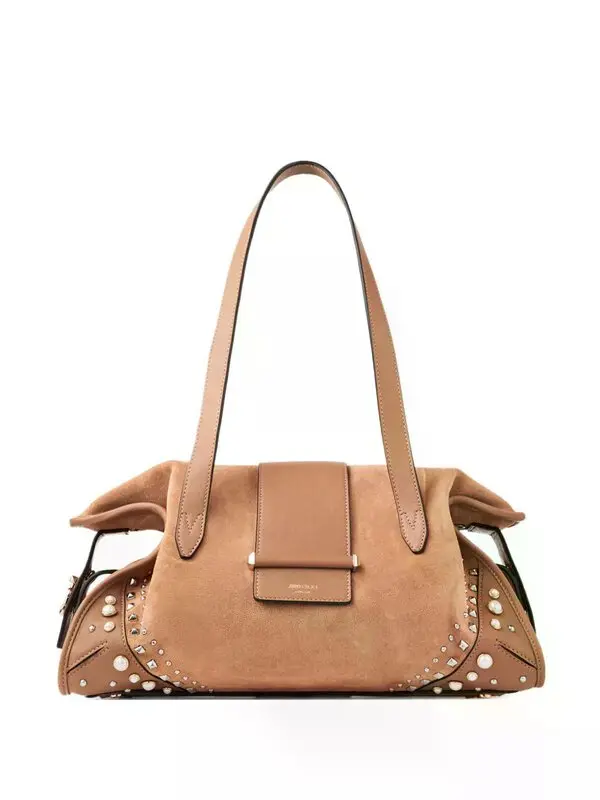 JIMMY CHOO Medium Bar Studded Suede Holdall - Brown