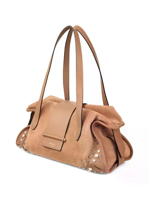 JIMMY CHOO Medium Bar Studded Suede Holdall - Brown