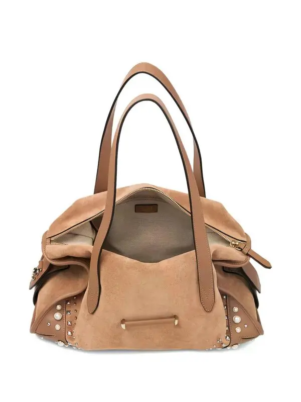 JIMMY CHOO Medium Bar Studded Suede Holdall - Brown