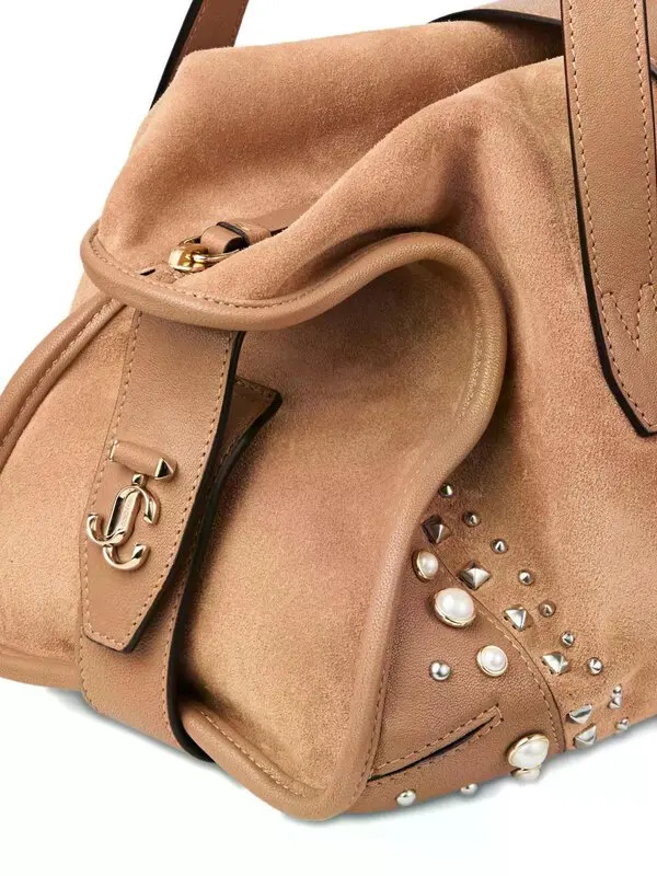 JIMMY CHOO Medium Bar Studded Suede Holdall - Brown