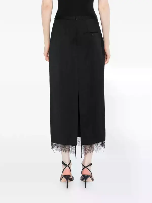 LESS Lace-trim Midi Skirt