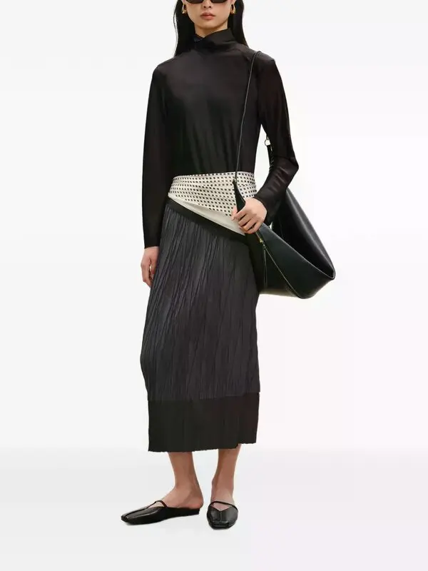 LESS Pleated Patchwork Midi Skirt