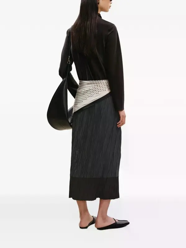 LESS Pleated Patchwork Midi Skirt