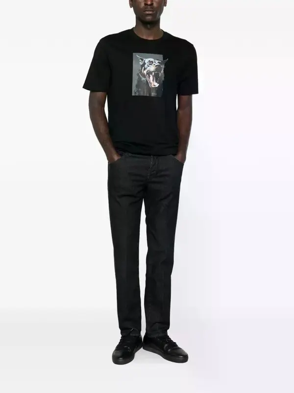 BOSS Cotton-jersey T-shirt With Animal Artwork - Black