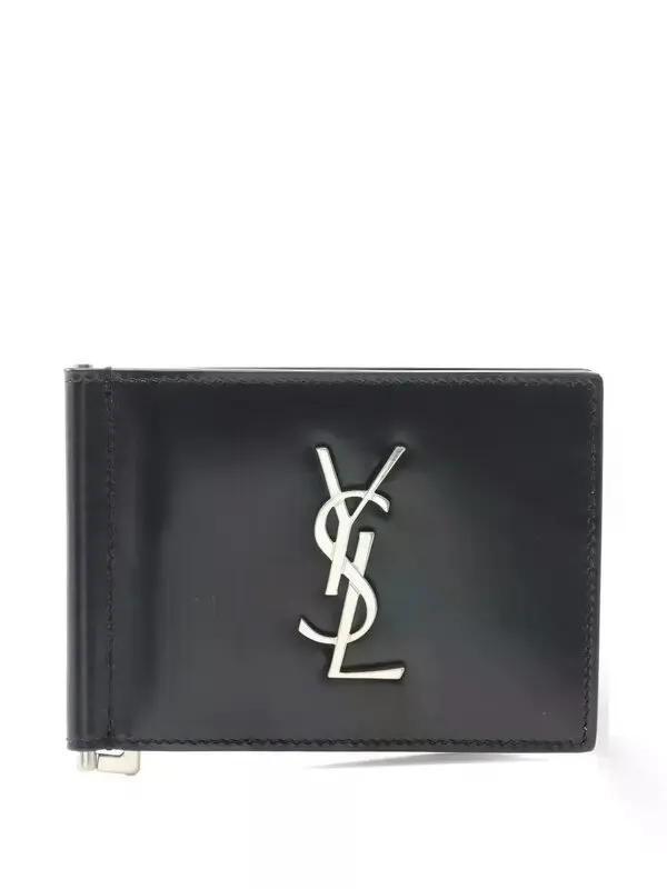 Saint Laurent Logo-appliqué Leather Bi-fold Wallet - Black