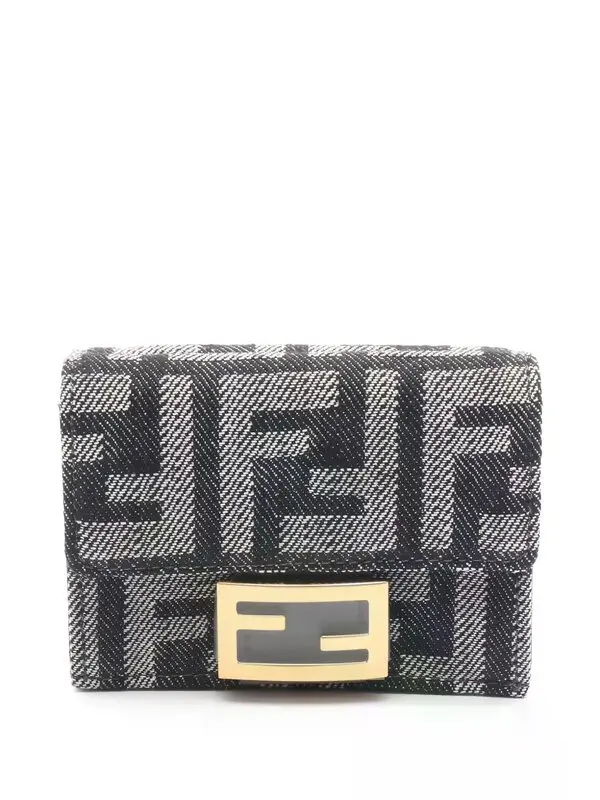 Fendi 2020s Baguette Micro Jacquard Trifold Wallet - Blue