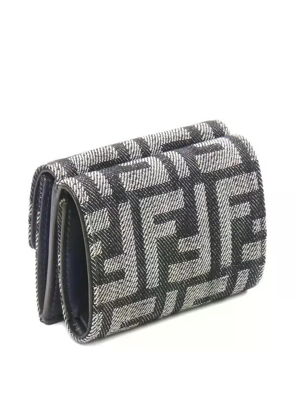 Fendi 2020s Baguette Micro Jacquard Trifold Wallet - Blue