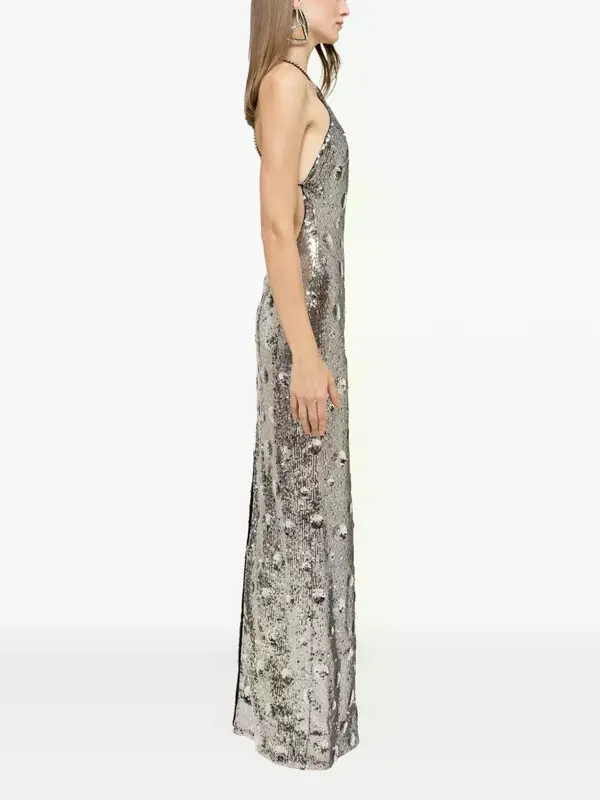 NISSA Sequined Open-back Maxi Dress