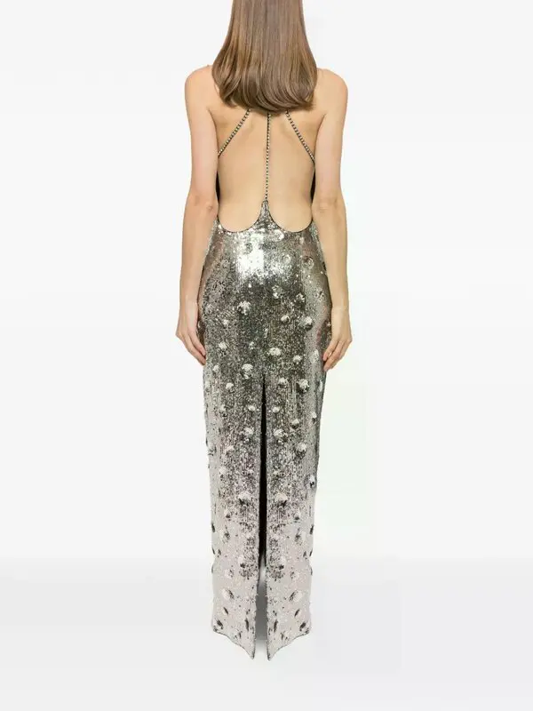 NISSA Sequined Open-back Maxi Dress