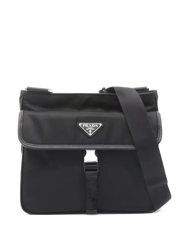 Prada Leather-trim Shoulder Bag - Black