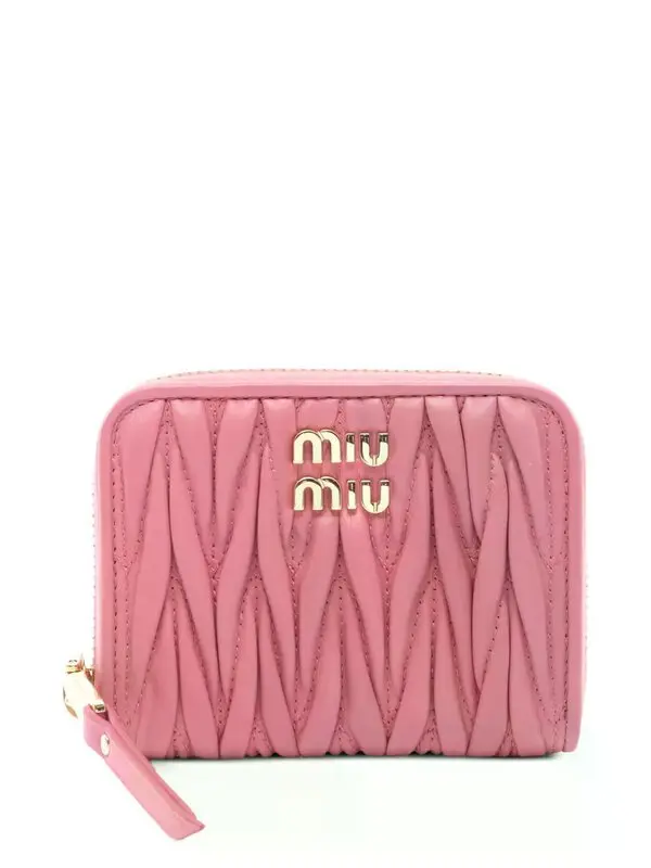 Miu Miu 2020s Matelassé Leather Wallet - Pink