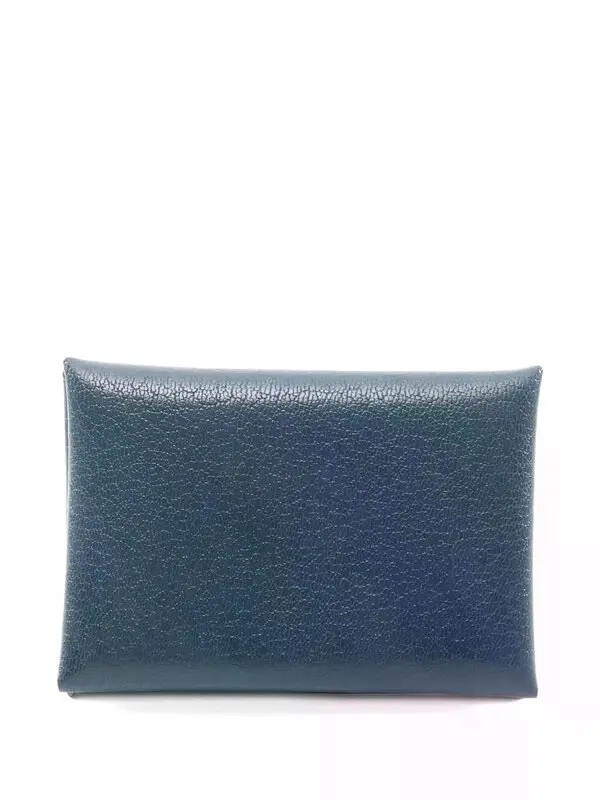 Hermès 2023 Calvi Duo Leather Card Holder - Blue