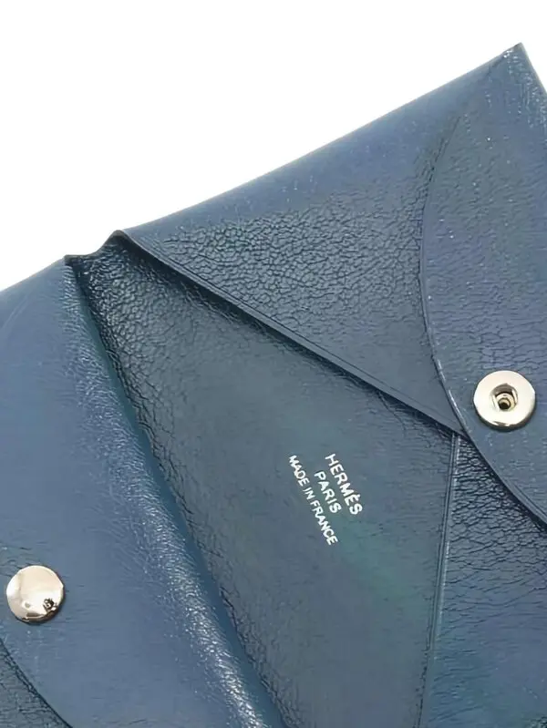 Hermès 2023 Calvi Duo Leather Card Holder - Blue