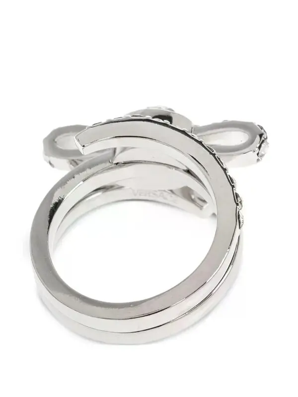 Versace Medusa Motif Crystal Embellished Band Ring