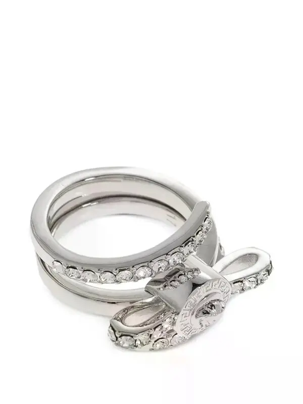 Versace Medusa Motif Crystal Embellished Band Ring