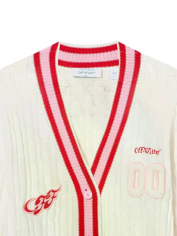 Off-White Patch Cable Knit Cardigan