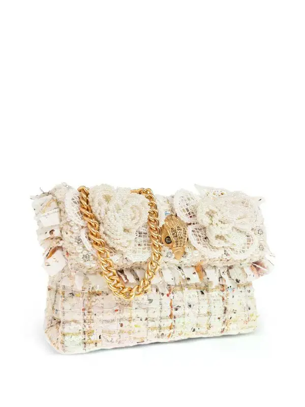 Kurt Geiger Tweed Shoulder Bag With Floral Appliqu