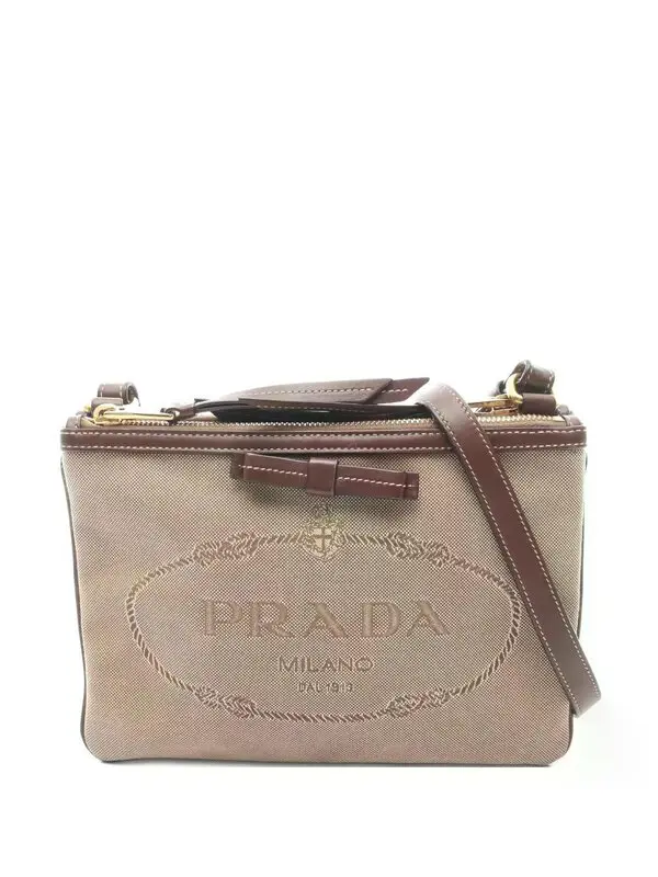 Prada 2010s Jacquard Logo Shoulder Bag