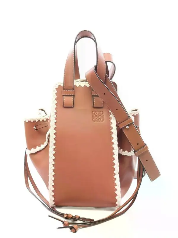 Loewe 2010s Small Hammock Crochet Leather Bucket Bag - Brown