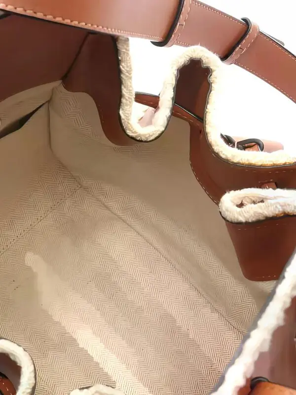 Loewe 2010s Small Hammock Crochet Leather Bucket Bag - Brown