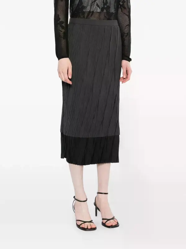 LESS Pleated Patchwork Midi Skirt
