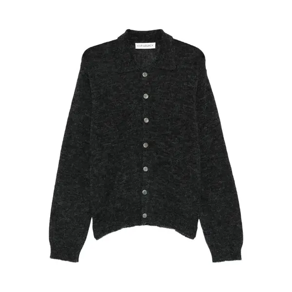 Our Legacy Evening Polo Shirt Charcoal Melange Fuzzy Alpaca - Grey