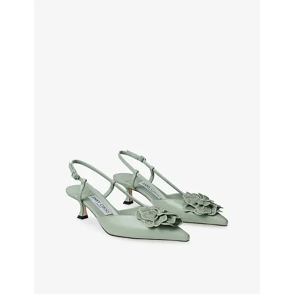 JIMMY CHOO Mimmi 50 Sling-back Leather Heeled Courts - Verde/verde