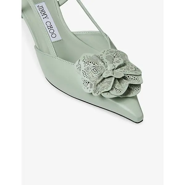 JIMMY CHOO Mimmi 50 Sling-back Leather Heeled Courts - Verde/verde