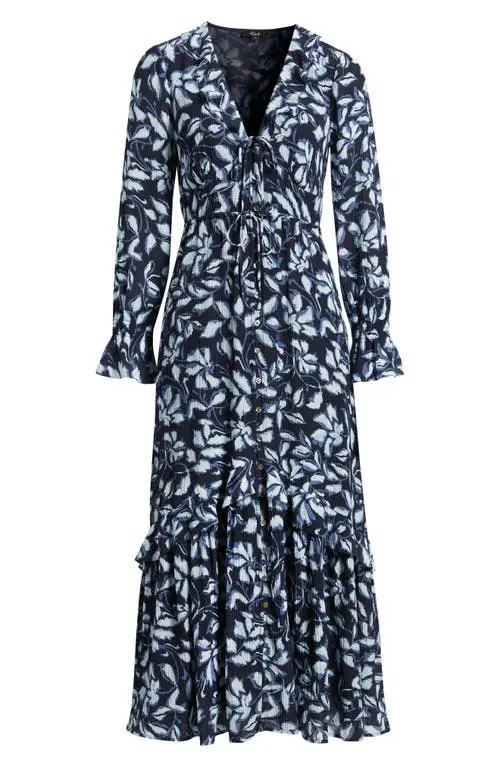 Rails Floral Ruffle Long Sleeve Maxi Dress In Navy Jasmine - 25% Off |  Editorialist
