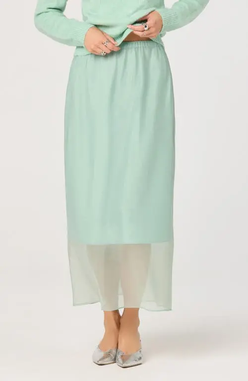 Astr The Label Keyara Sheer Overlay Midi Skirt