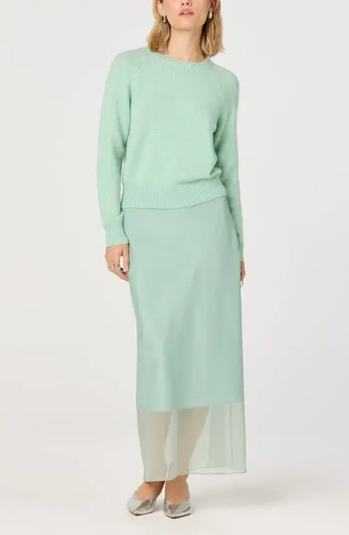 Astr The Label Keyara Sheer Overlay Midi Skirt