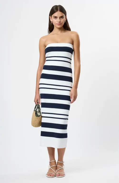 French Connection Stripe Strapless Midi Dress