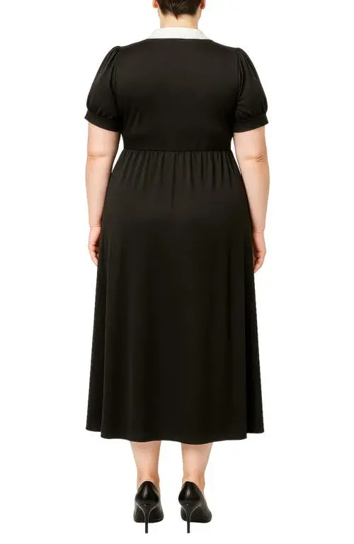 STANDARDS & PRACTICES Contrast Collar Midi Dress