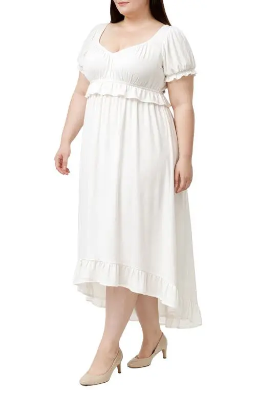 STANDARDS & PRACTICES Ruffle Waist High-low Midi Dress