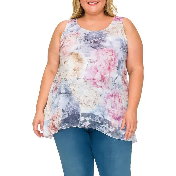 STANDARDS & PRACTICES Rose Print Mesh Top