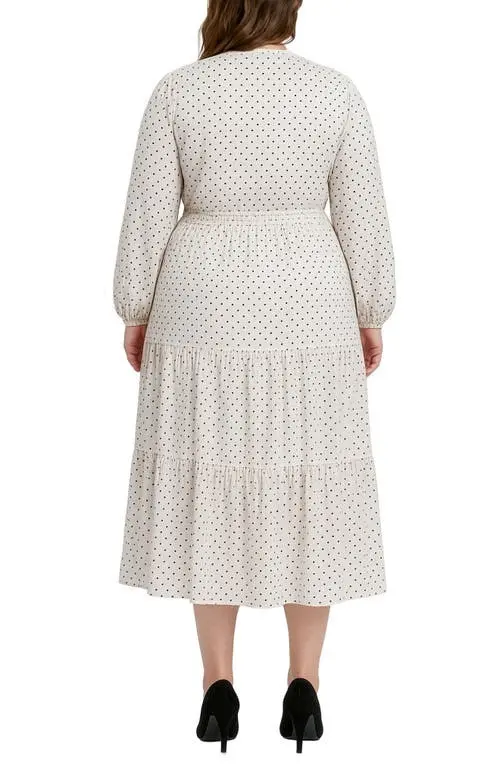 STANDARDS & PRACTICES Polka Dot Long Sleeve Midi Dress