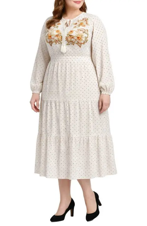 STANDARDS & PRACTICES Polka Dot Long Sleeve Midi Dress