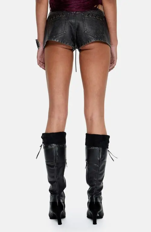 JADED LONDON Faux Leather Mini Shorts With Whipstitch Detail - Black