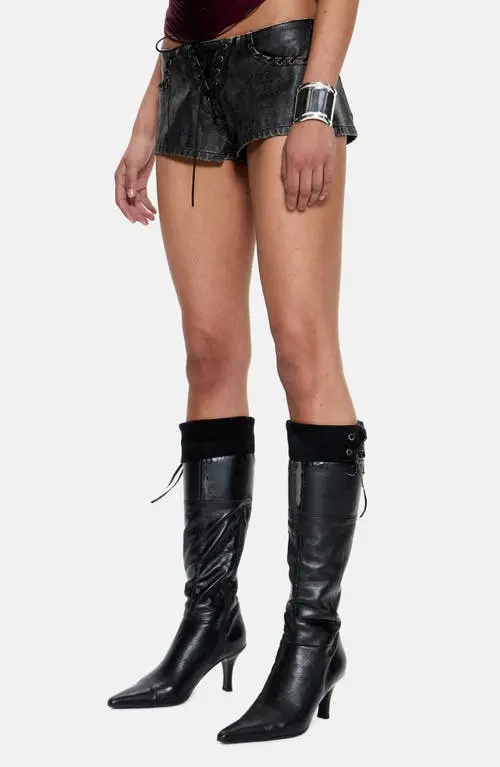 JADED LONDON Faux Leather Mini Shorts With Whipstitch Detail - Black