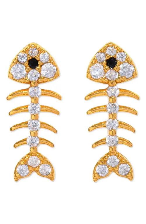 GIRLS CREW Bone To Pick Stud Earrings - Gold